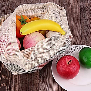 AKOAK 2 Pcs Supermarket Fruit and Vegetable All-Cotton Reusable Shopping Eco-Bag Drawstring All-Cotton Mesh Bag