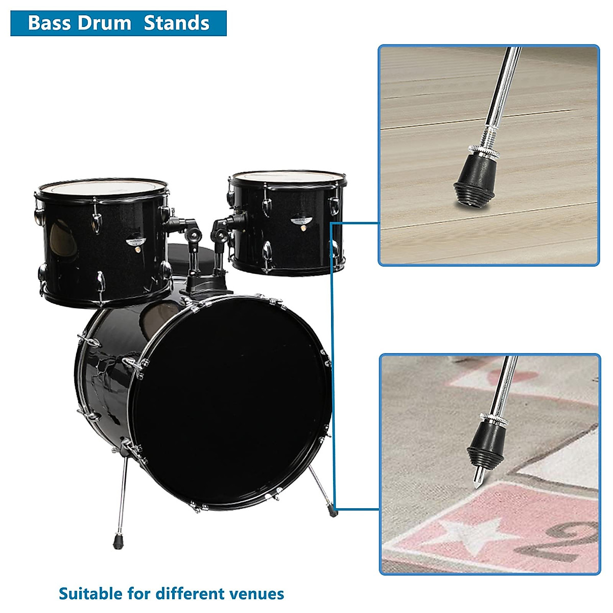 Ktaxon 5-Piece Adult Drum Set, 22 Inch Full-Size Drums Kit with Cymbal Stands, Hi-hat Stand, Sticks, Drum Pedal, Stool & Floor Tom for Beginner Teens Student (Black)