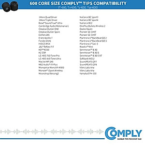 COMPLY Isolation T-600 Memory Foam Replacement Earbud Tips for Cambridge Audio Melomania 1, 1More Quad Driver, Moondrop Blessing2, Plantronics, Pioneer, and more Earphones (Assorted, 3 Pairs)