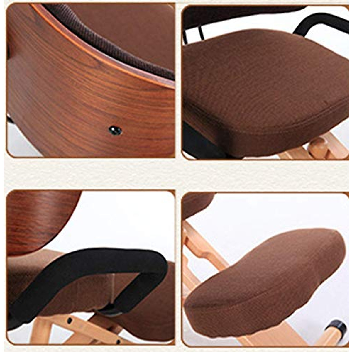 Autopeck Ergonomic Kneeling Chair Posture Wooden Back Office Seat Thick Wood Adjustable Suitable Stool Design Home Healthy Support Improved Knee