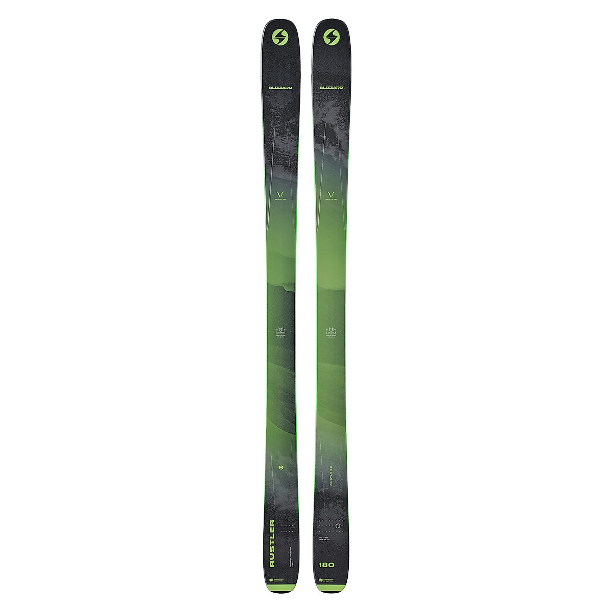 Blizzard Men's 8A226300001 Rustler 9 Freeride Lightweight Green/Anthracite Skis (Bindings Not Included), Size 188
