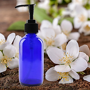 Cornucopia Brands 4-Ounce Cobalt Glass Pump Bottles (4 Pack), for Aromatherapy, Lotions, Soaps & More