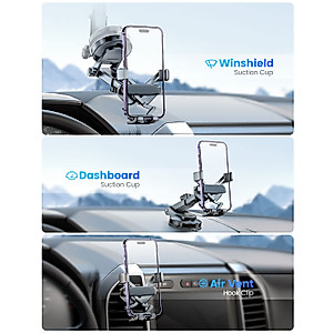 eSamcore Windshield Phone Mount for Car, Car Vent Phone Mount Gravity Suction Cup Phone Holder for Car Window Dashboard Car Cell Phone Holder for iPhone 14 Car Mount