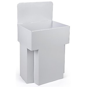 Displays2go, Set of 6 Cardboard Display Bins, Floor Standing Design – White Finish (WCDUMLRGWT)