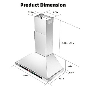 BRANO 30 Inch Wall Mount Range Hood with Voice/Gesture/Touch Control, 900 CFM Kitchen Hood Vent with 4 Speed Exhaust Fan, Ducted/Ductless Convertible Stove Hood with Memory Mode, 4 Adjustable Lights