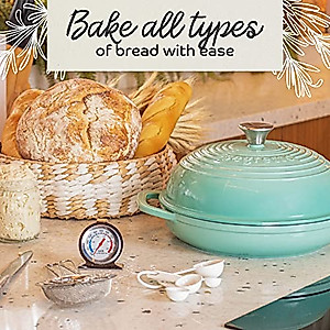 Enameled Cast Iron Bread Pan with Lid 11” Green Bread Oven Cast Iron Sourdough Baking Pan, Dutch Oven for Bread, No Seasoning Needed-Segretto Cookware