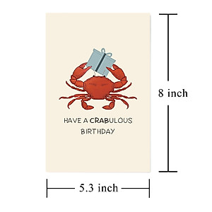 Kirynurd Funny Birthday Card, Crab Birthday Card for Uncle Aunt Him Her, Pun Animal Bday Card, Have a Crabulous Birthday