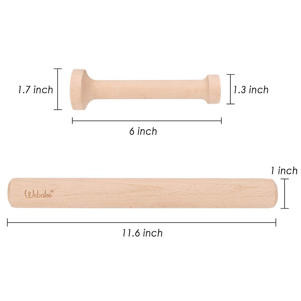 Webake Tart Tamper Wood Pastry Tart Tamper with Rolling Pin for Baking, Great Mini Cheesecake Pan Tool