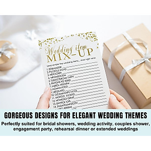 Black and Gold Bridal Shower Word Scramble Game Unscramble Wedding Phrases, Modern Confetti, 4x6 Cards, 25 Guest Pack