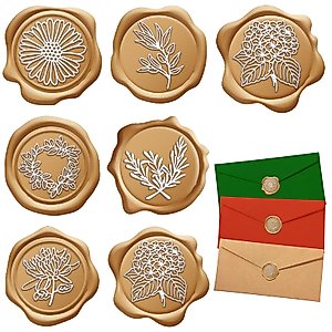 540 Pieces Gold Embossed Wax Seal Stickers Vintage Embossed Envelope Seal Sticker Adhesive DIY Embossed Wax Seal for Party Favors Invitations Greeting Cards (Botany Pattern)