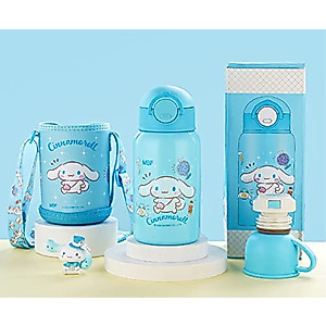 Everyday Delights Sanrio Cinnamoroll Stainless Steel Insulated Water Bottle with Cup, Straw and Bag 500ml - Blue (CN2140)