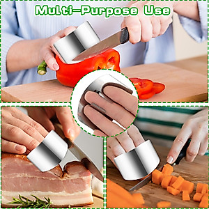 JIEYAO 4PCS Stainless Steel Finger Shield, Knife Finger Guards for Cutting Food and Vegetables Stainless Steel Finger Protector KitchenSafe Chopping Tools for Slicing Dicing Chopping