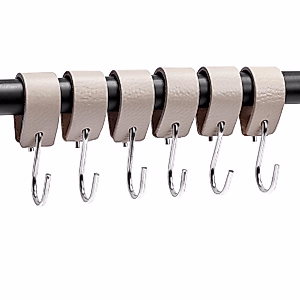 Brute Strength - Multifunctional Leather S-Hooks - Light Gray - 2 Pieces - S Shaped Hooks - Coat Hook - Leather Hooks - Leather s Hooks - Black s Hooks - Kitchen Hooks