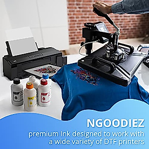 NGOODIEZ DTF Ink Refill for DTF Printer Conversion Kit Direct to Film Printing on T-Shirt (5x250 ml)