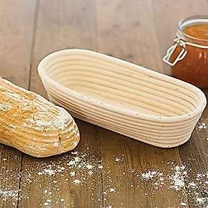 Hoomall 2Pcs Rectangular Bread Proofing Baskets 9.1 * 5.1 * 2.4in Sourdough Baskets +2Pcs Rectangular Fabric Cover +2Pcs White Squeegee