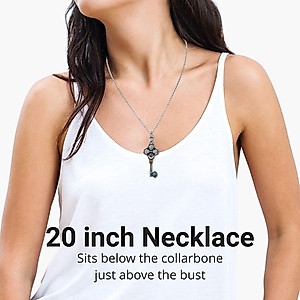 Shop LC Key Necklace ION Plated Stainless Steel & Yellow Gold - Key Pendant with Rose Quartz, Amethyst, Aventurine, Opalite & Howlite Mixed Gemstones - 20" Chain Length Costume Jewelry for Women