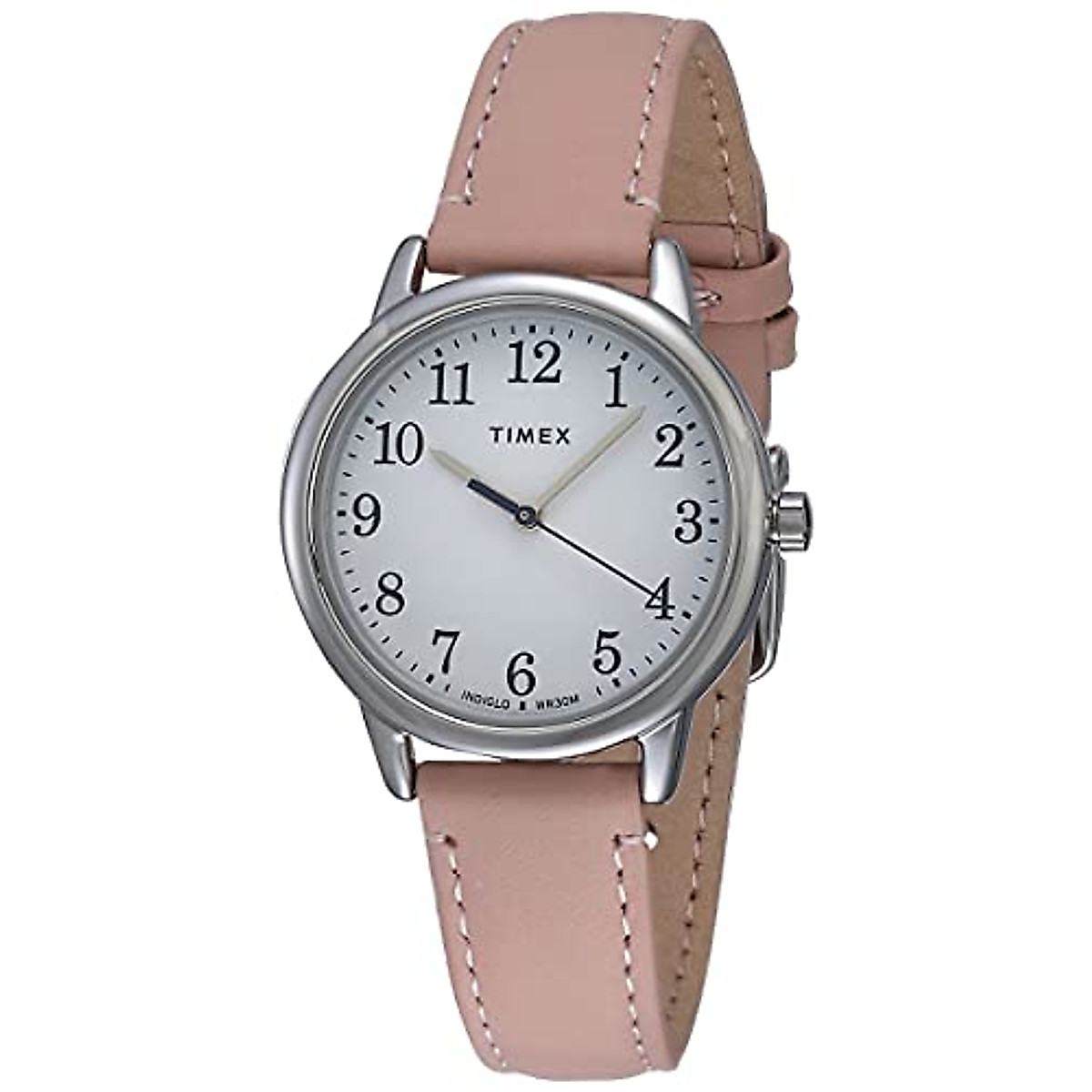 Timex Women's TW2U29700 Easy Reader 30mm Blush/Silver-Tone Leather Strap Watch
