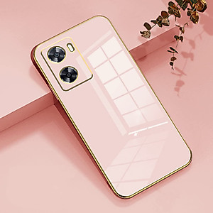 Wousunly Compatible with Oppo A57s Case Silicone Pink, Plating for Oppo A57 4g Phone Case Shockproof Thin and Soft Cover (Pink)