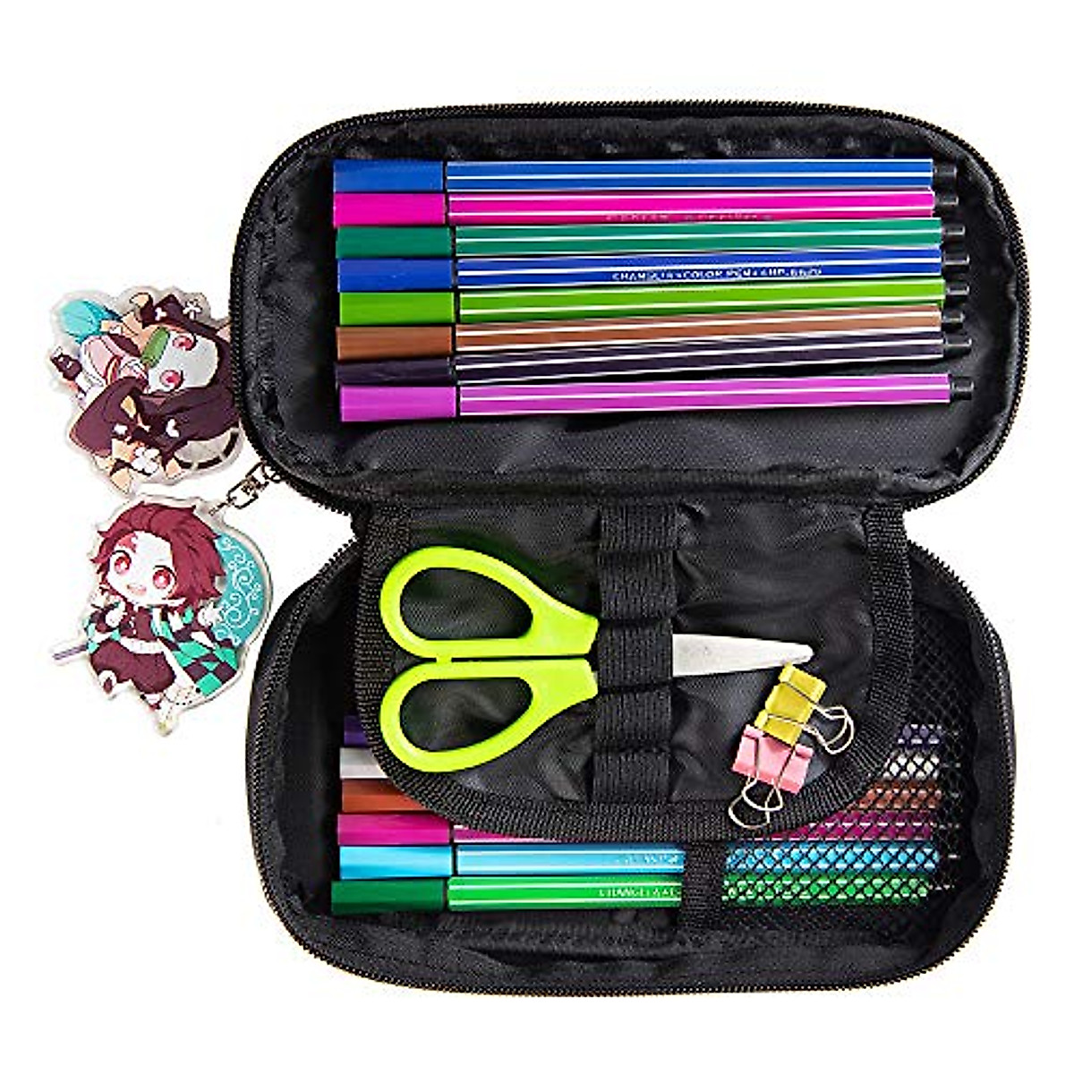 Anime Demon Slayer Pencil Case,Kids Durable Japanese Character Poster Pencil Holder,Classic Pencil Organizer for College Office School Supplies(B)