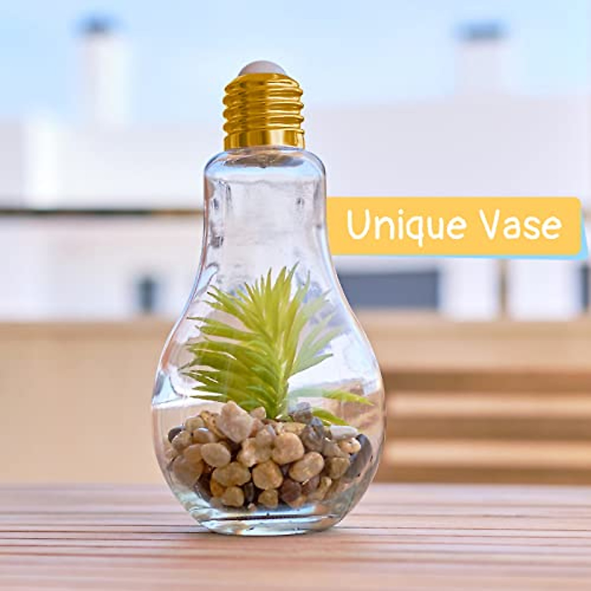 36 PCS Light Bulb Jars Clear Plastic Candy Jars Bulb Vase Christmas Ornaments Light Bulb Storage Containers with Lids Fillable Light Bulb for Candy Christmas Tree Hanging Decorations(Gold)