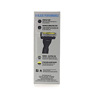 Pacific Shaving Company Premium 6-Blade Razor System - Pivoting Head with Ergonomic Weighted Handle and Lubrication Strip (1 Razor Handle + 5 Blade Refills)