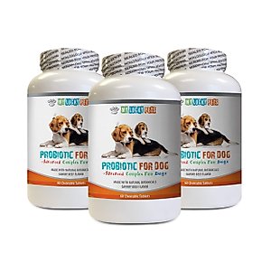 MY LUCKY PETS LLC Dog probiotic enzymes - Dog PROBIOTICS - Bad Breath and Passing Gas Solution - Oral Health - Dog probiotics chewables - 3 Bottles (180 Treats)