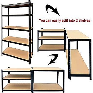 ANSIMIDA 5-Tier Metal Shelving Unit Adjustable Garage Storage Shelves Utility Rack Heavy Duty Shelves Organization Multipurpose Shelf Warehouse Basement Kitchen Living Room 28" L×12" W ×59" H, Black