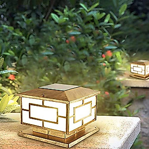 CZLZY Solar Outdoor Pillar Light Bronze Square Waterproof IP65 Column Lamp Exterior Rainproof Aluminum Acrylic Lampshade Post Lanterns Villa Garden Park Balcony Gate Street Lighting