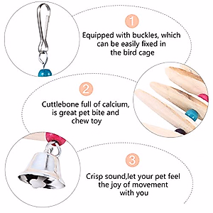 Scicalife Bird Cuttlebone for Parakeets, Natural Cuddle Bone, Chewing Cuttlefish Bone Natural Birds Calcium Suitable for Parrot Cockatiels Budgie Conures(Random Color of Bell)