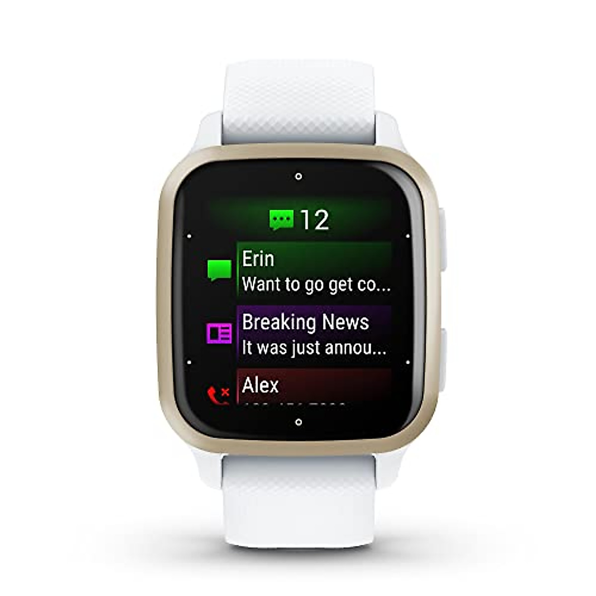 Garmin Venu® Sq 2 GPS Smartwatch, All-Day Health Monitoring, Long-Lasting Battery Life, AMOLED Display, Cream Gold and White