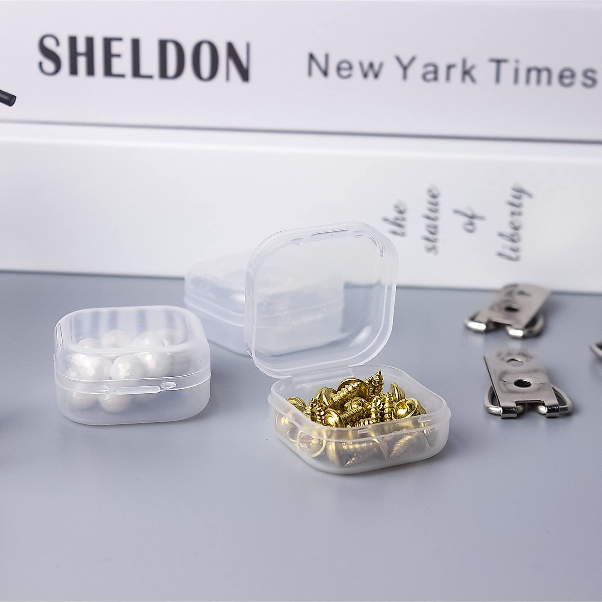 DUOFIRE Small Containers with Lids 24 Packs Plastic Box Clear Small Storage Containers Bead Organizer for Beads, Crafts, Jewelry, Small Items (1.38x1.38x0.7 Inches)