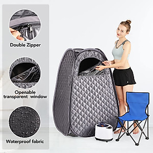 IvyBess Portable Steam Sauna for Home, 2.6L 1000W Portable Full Body Sauna, Sauna Tent with Steamer, 90 Minute Timer, Chair, Remote Control Included