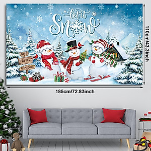 Christmas Backdrop for Photography Rustic Xmas Background Winter Snowman Gifts Polyester Wall Decorations Portrait Photobooth Party Banner Photo Studio Props for Holiday New Year Party Supplies