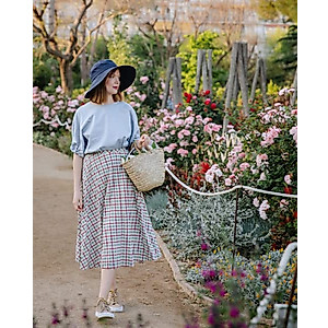 Comhats Packable Summer Cotton Sun Hat Bucket for Women UV Protection Wide Brim Beach Gardening Travel 54-64CM