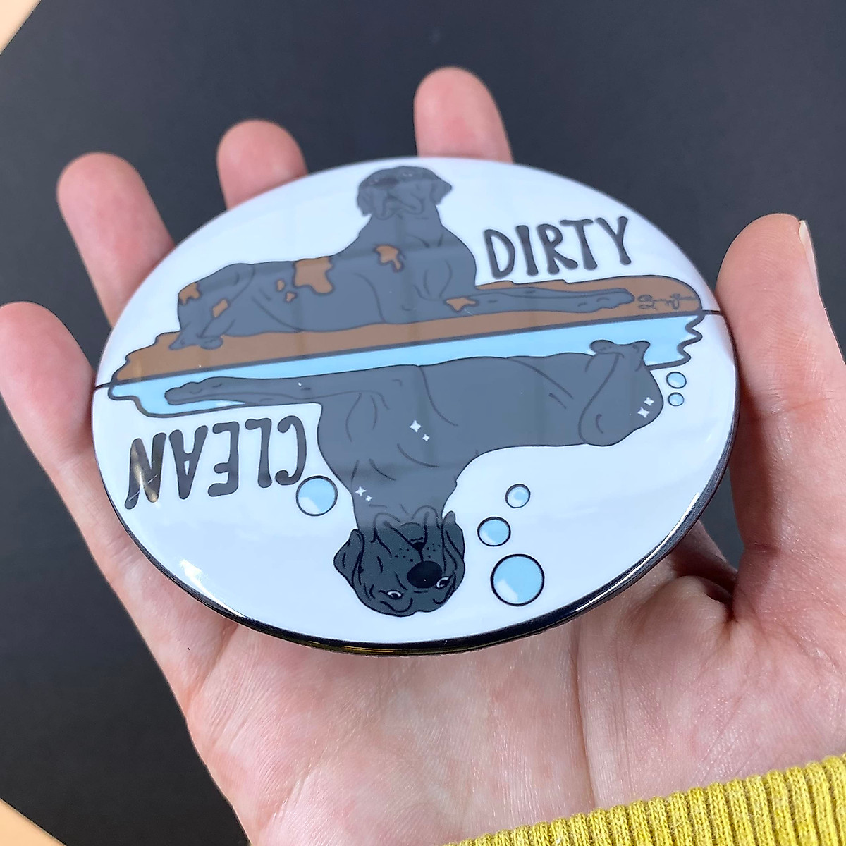 Great Dane Dishwasher Magnet, Clean Dirty Dog Sign, Kitchen Accessories & Decor, 3.5" High Quality Handmade Magnet (BLACK)