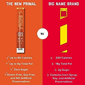 The New Primal Buffalo Chicken Sticks, Keto, Gluten Free Healthy Snacks, Sugar Free Low Carb High Protein, Jerky Meat Stick, 9g Protein, 20 Ct