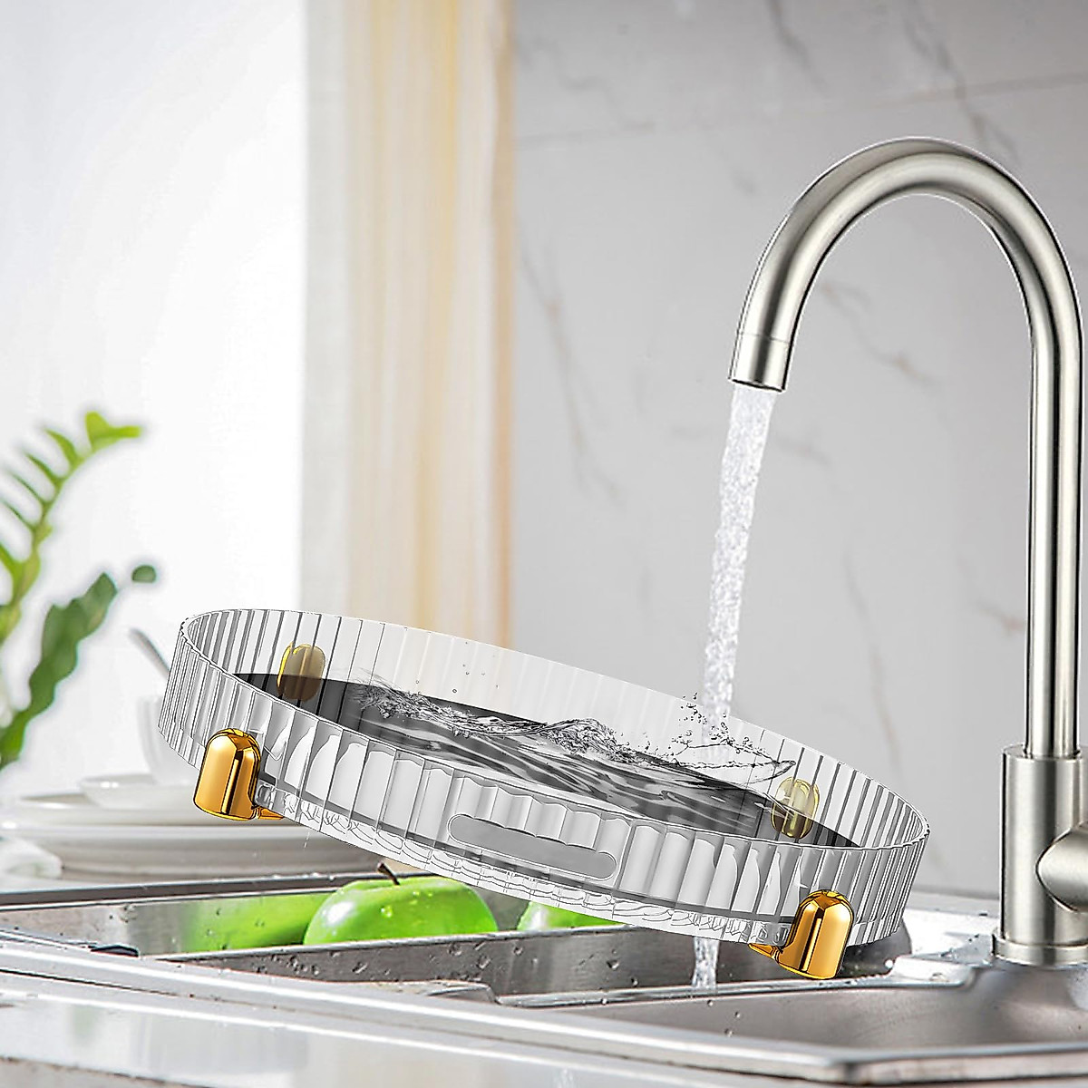 Makeup Perfume Organizer Turntable, SYOUACEND Lazy Susan, 360 Degree Rotating Lazy Susans, Bathroom Vanity Tray, Counter Skincare Organizer Turntable Organizer for Cabinet with Gold Non-Slip Base