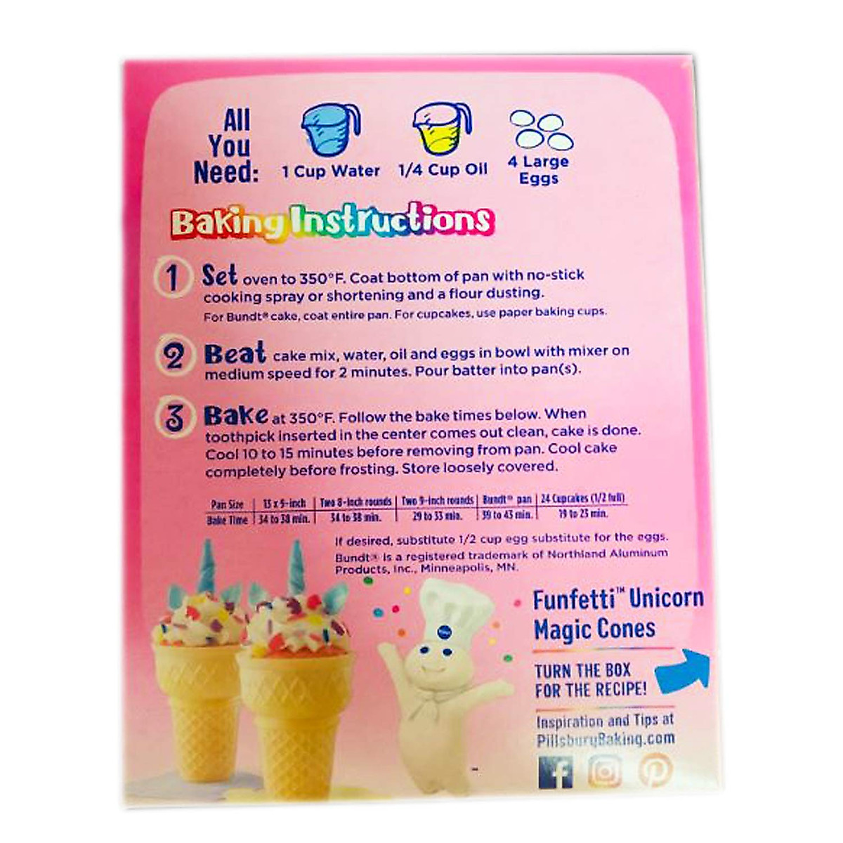 Pillsbury Unicorn Funfetti Cake Mix Kit! Strawberry Cake and Cupcake Mix with Candy Bits and Vanilla Frosting! Unicorn Cake and Cupcake with Vanilla Toppings! Perfect For Holiday, Birthday And Party!