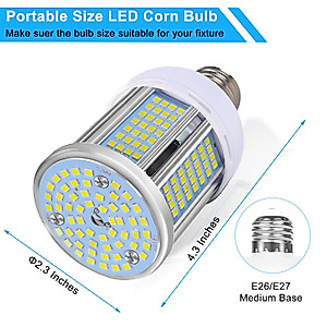 2 Pack 250W Equivalent Led Corn Light Bulb, 3600 Lumen 6000K Daylight 30W LED Corn Lamp, E26/E27 Medium Base for Indoor Garage Factory Warehouse Backyard 85V-265V