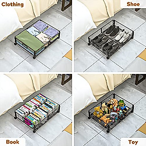 ABCASTER Under Bed Storage with Wheels,Rolling Under Bed Storage Containers,Under Bed Shoe Storage,Under Bed Storage for Clothes, Blankets,Shoes