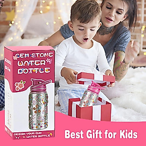 Easter Gifts for Girls, Decorate Your Own Water Bottle Kits for Girls, Birthday Gifts Age 5 6 7 8 Year Old, Arts and Crafts for Toys Kids Ages 6-8 Water Bottles Gift Ideas for School, Pink