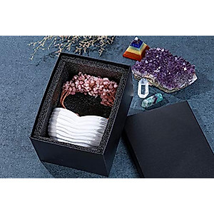 Jovivi Rose Quartz Crystal Heart Money Tree Healing Gemstone Bonsai Ornament for Wedding Ceremony Reiki Balancing Energy Meditation Feng Shui Wealth & Good Luck Home Indoor Office Decor 7.87"-8.26"