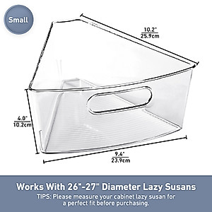 Leeden Lazy Susan Organizer for 26" Diameter Corner Lazy Susan, Plastic Kitchen Cabinet Storage Bins with Handle, 8 Packs, 1/8 Wedge - Food Safe, BPA Free