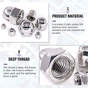 170Pcs 304 Stainless Steel Serrated Metric Acorn Cap Nuts Hex Dome Cap Assortment Kit, 7 Sizes - M3 M4 M5 M6 M8 M10 M12