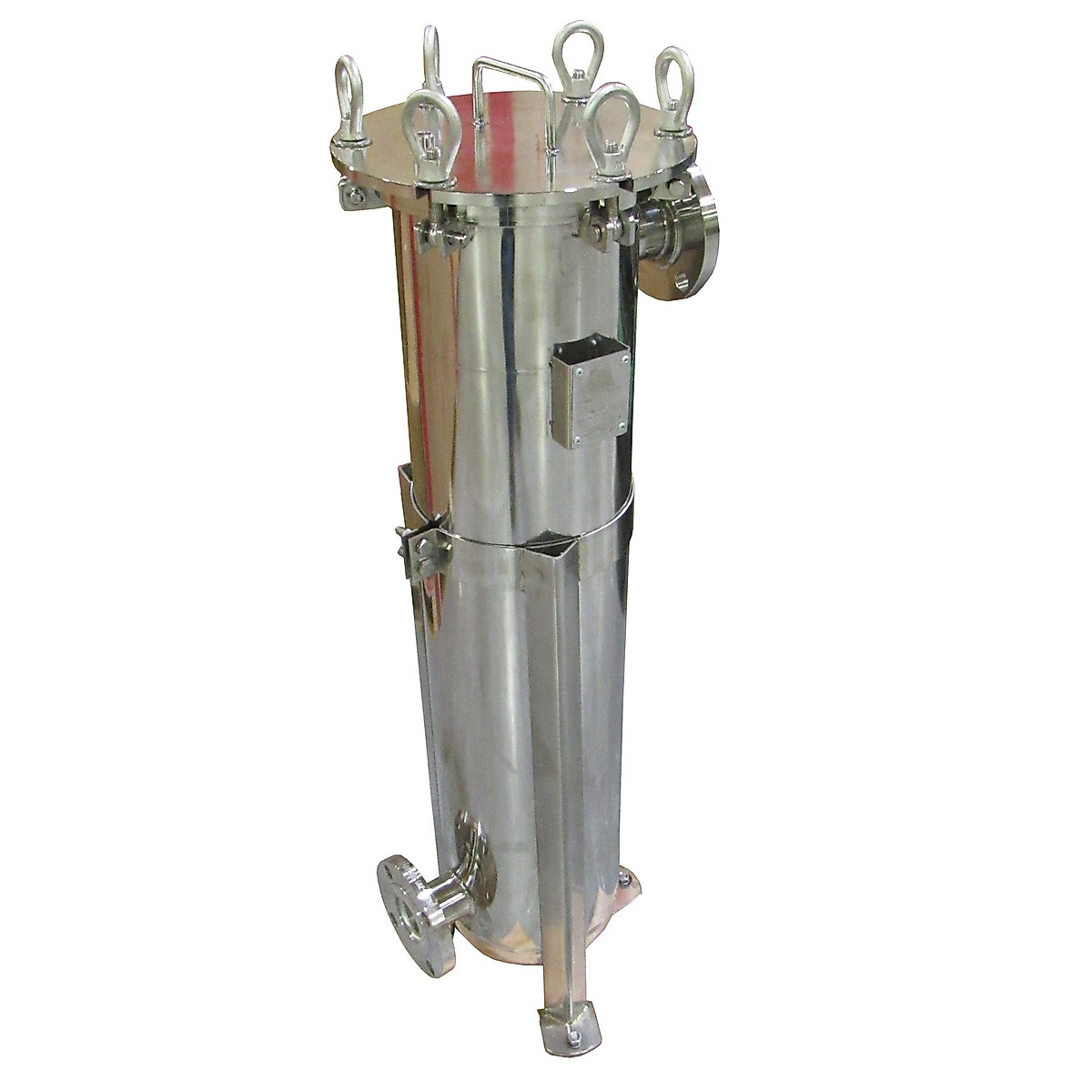 PRM 304 Stainless Steel Bag Filter Housing, #2 Size, 2 Inch Flange Inlet/Outlet, 150 PSI Max. Pressure, Bolt Plate Top