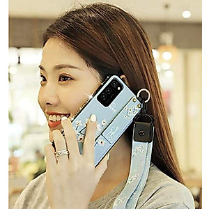 Aulzaju for S21 Ultra Case Luxury Bling Diamond Cute Flower Design with Ring Kickstand Soft TPU Crossbody Lanyard Phone Cover with Strap for Girls Women for Samsung Galaxy S21 Ultra (Red)