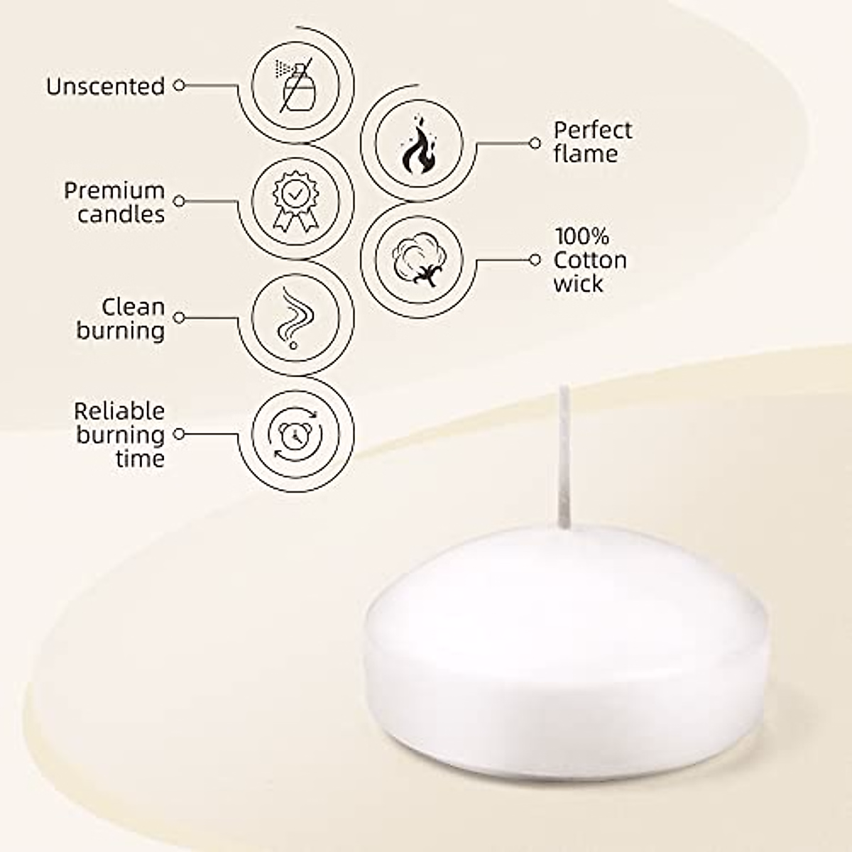 TRINIDa Floating Candles 3 Inch 12 Pack White Candle Set, 8+ Hours Burn Time – Premium Quality, Smokeless & Dripless Smooth Flame– Beach, Wedding, Party Accessory & Home Decor