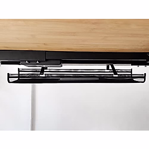 VWINDESK Under Desk 23.5 Inch Mesh Fabric Cable Management Tray, Power Cable Holder, Cord Organizer, Make Wire Tidy for Height Adjustable Desk, Black