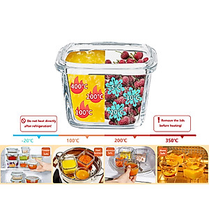 Small Glass Food Storage Containers Set of 12, 6oz Mini Glass Containers Airtight, Leakproof for Snacks, Dips, Overnight Oats, Condiment Salad Dressing Sauce, Microwave, Dishwasher Safe