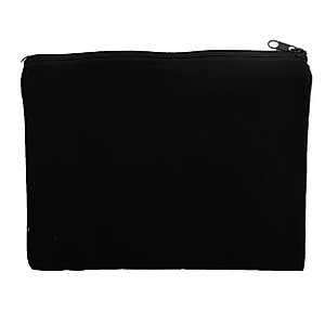 Threadart Canvas Pencil Pouch Black with Zipper For Organization, Small Tools, Makeup Organizer Bag - 100% Cotton Canvas Heavy Duty 7" x 9.25"